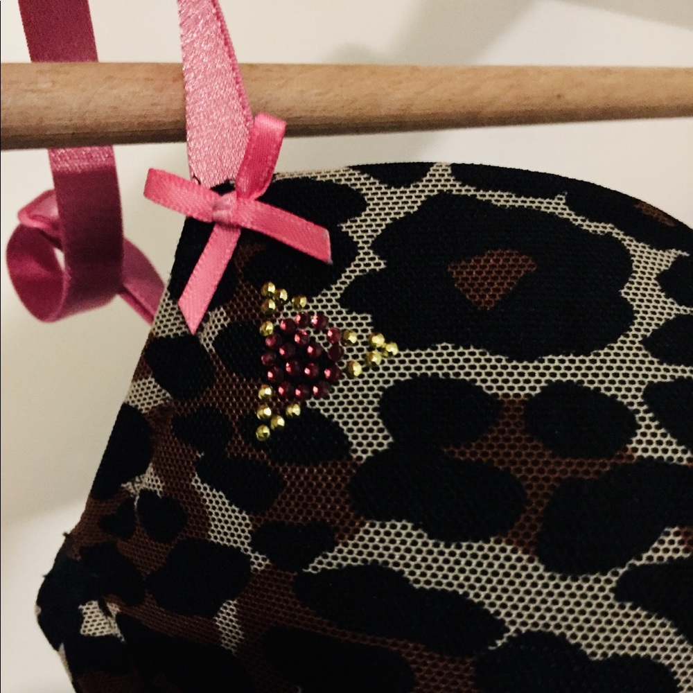 Betsey Johnson Leopard Print Mesh Bra - Gem